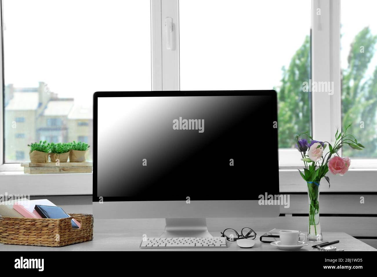 Office workplace with modern computer Stock Photo - Alamy