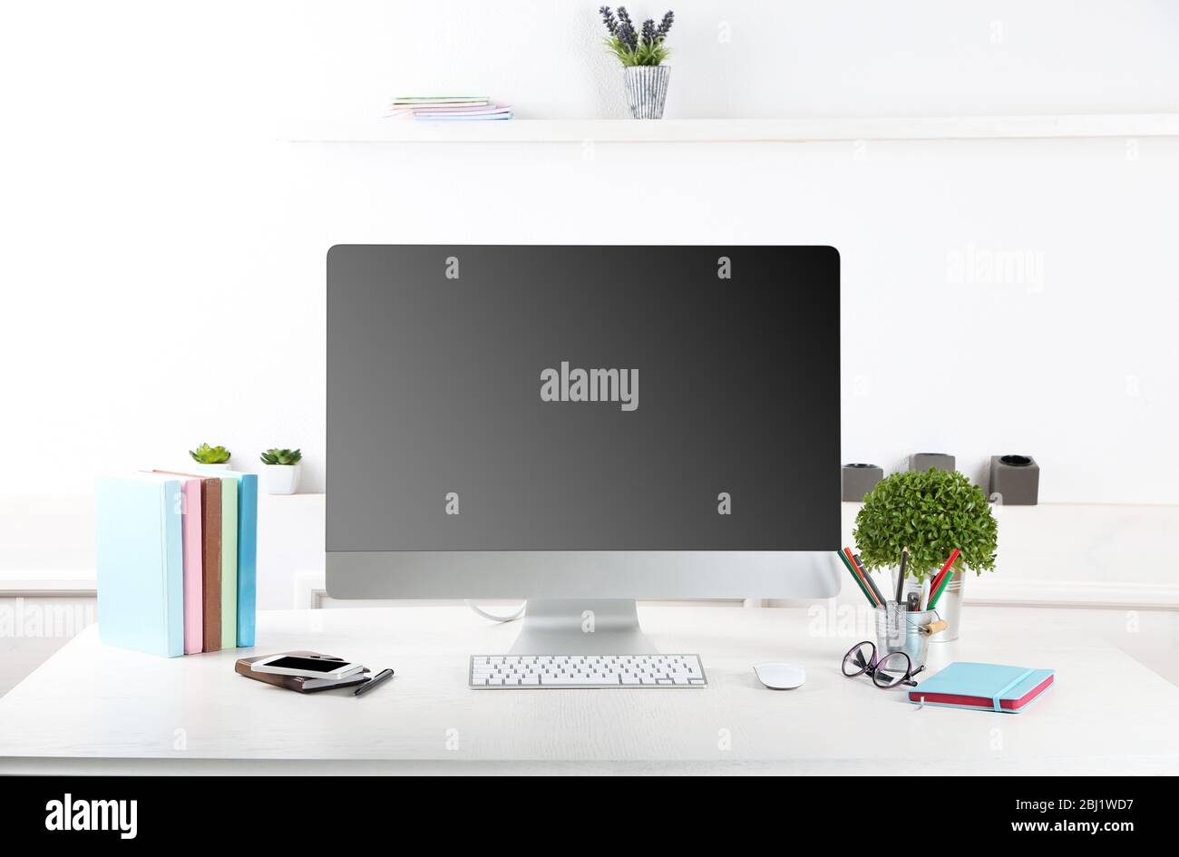 Office workplace with modern computer Stock Photo - Alamy