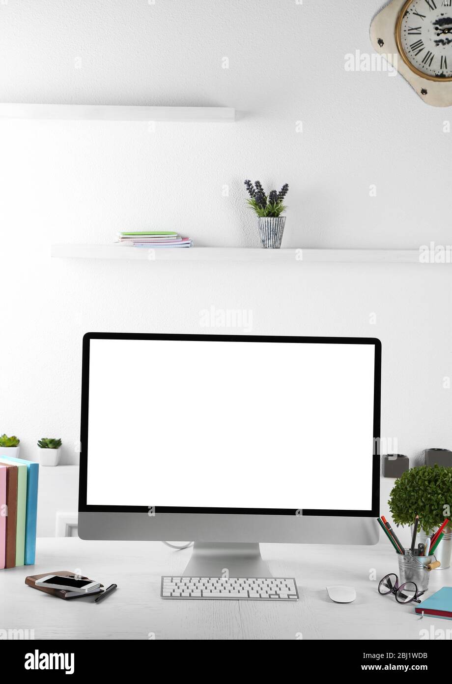 Office workplace with modern computer Stock Photo - Alamy