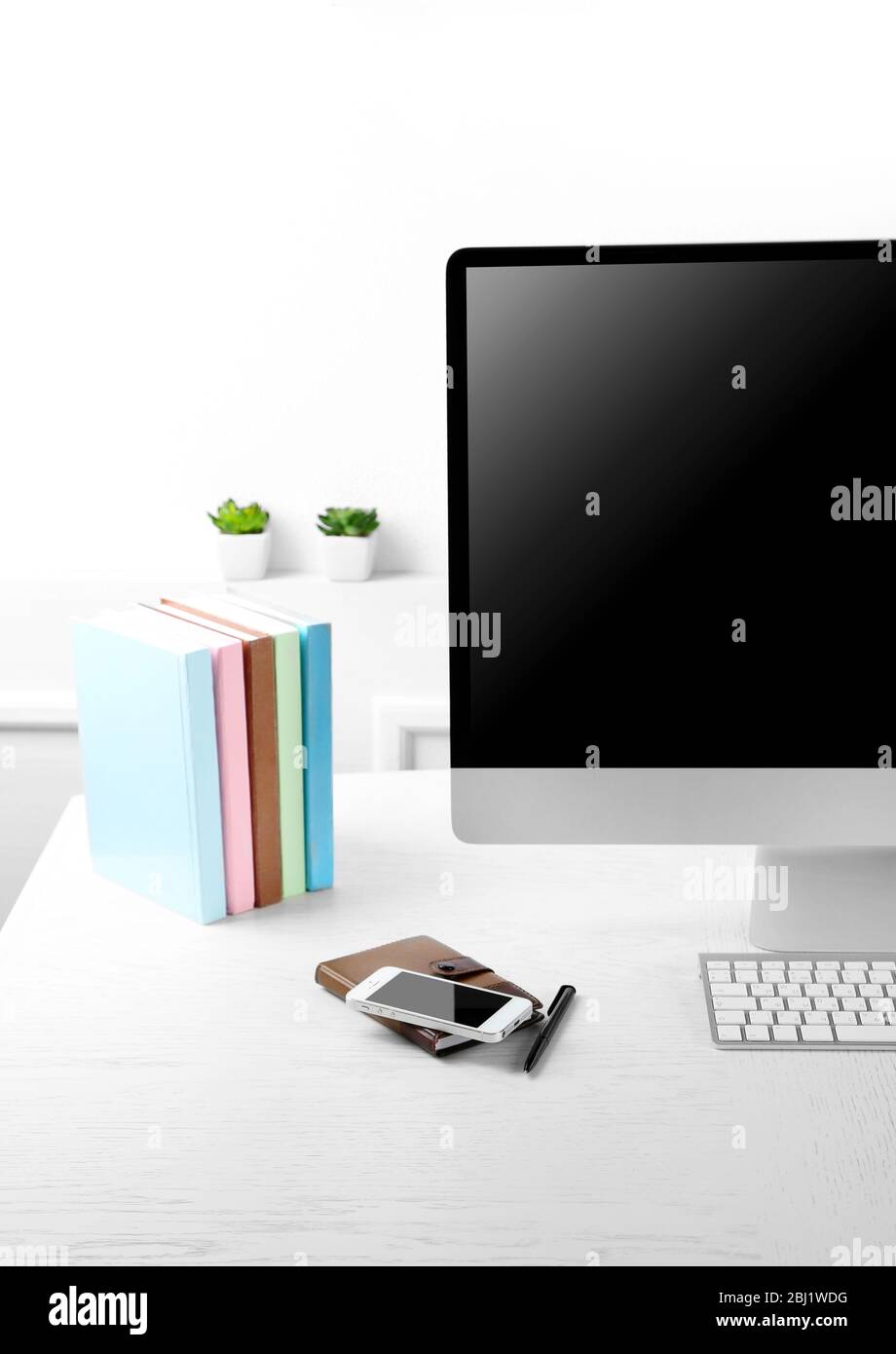 Office workplace with modern computer Stock Photo - Alamy