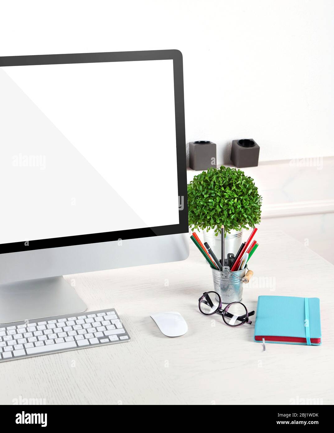 Office workplace with modern computer Stock Photo - Alamy