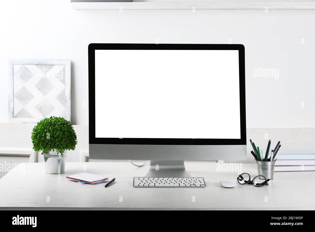 Office workplace with modern computer Stock Photo - Alamy