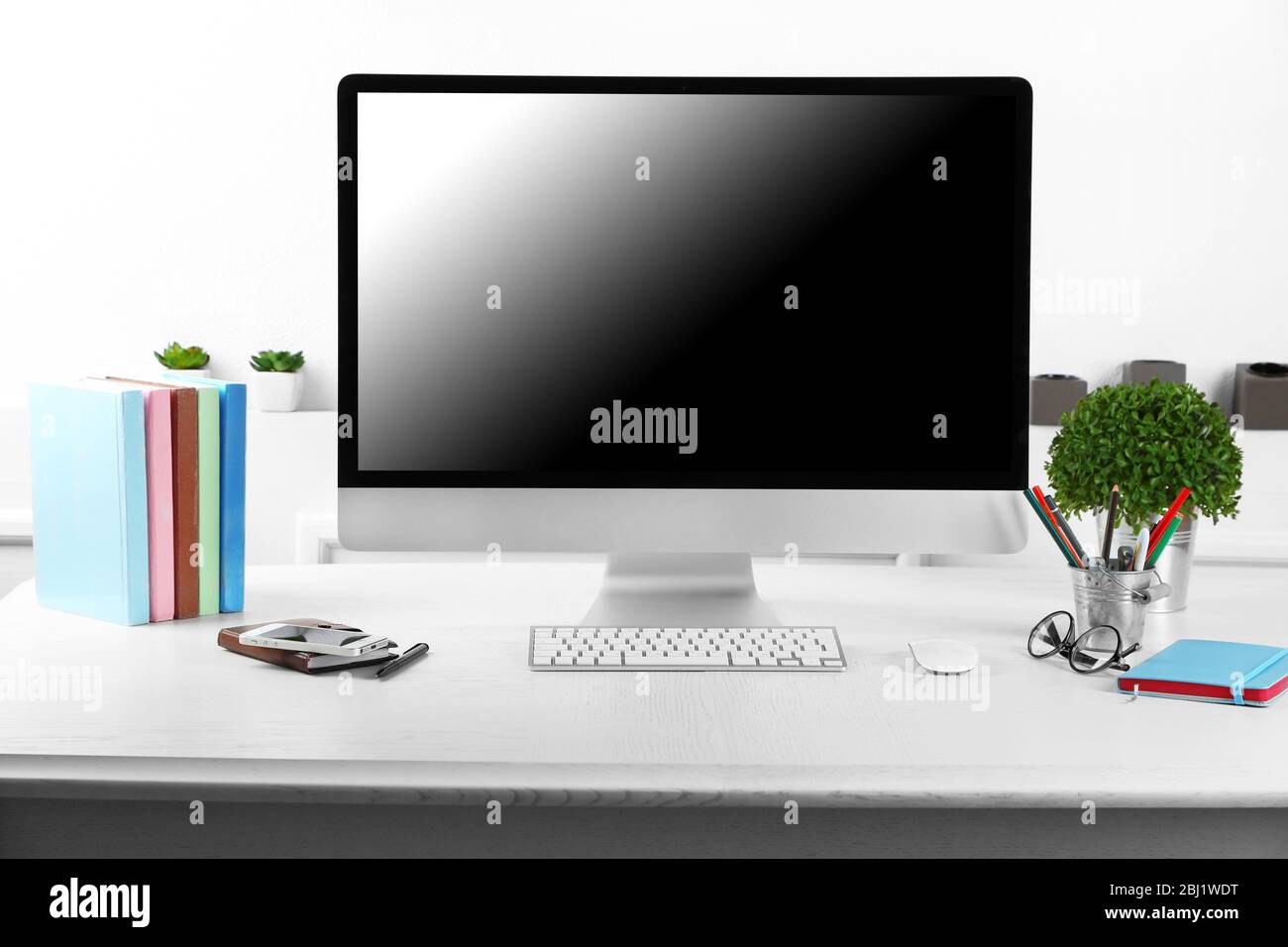 Office workplace with modern computer Stock Photo - Alamy