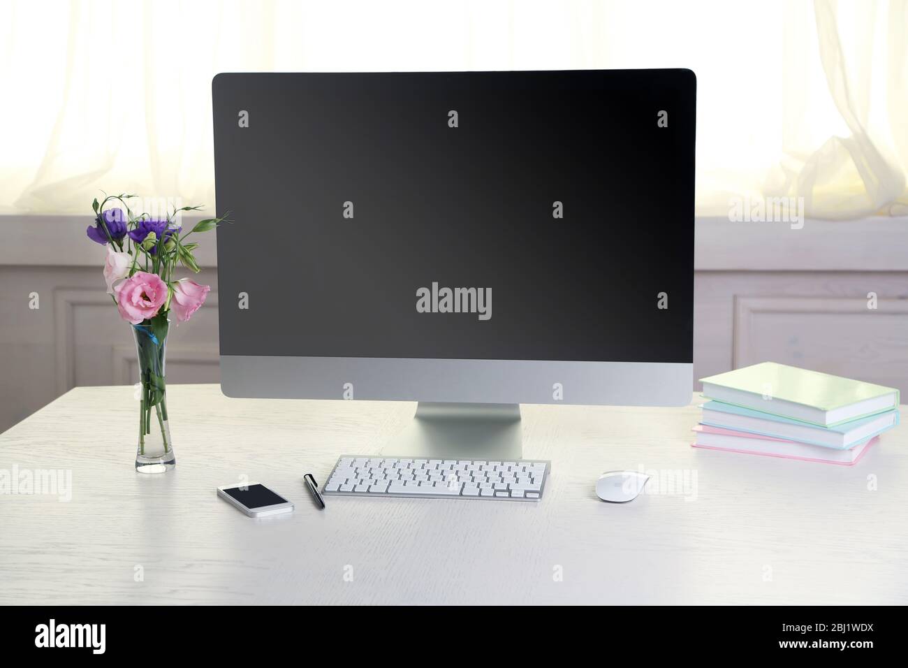 Office workplace with modern computer Stock Photo - Alamy