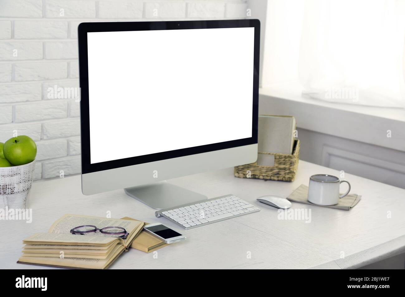Office workplace with modern computer Stock Photo - Alamy