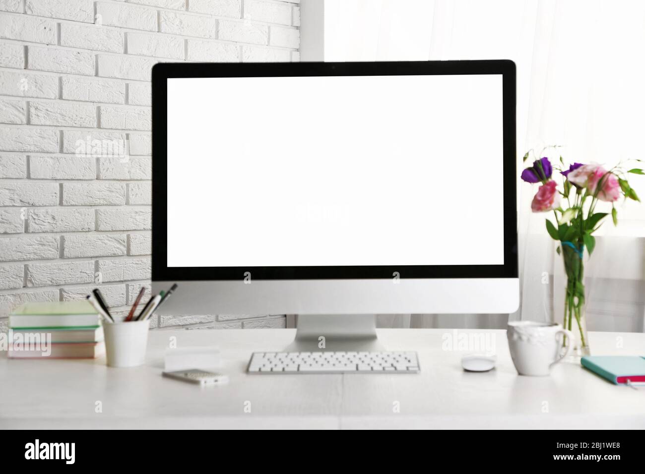 Office workplace with modern computer Stock Photo - Alamy