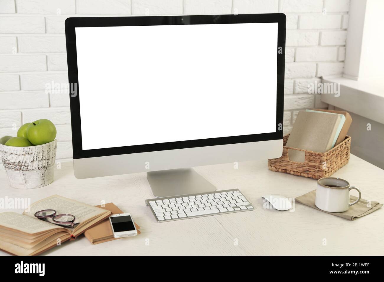 Office workplace with modern computer Stock Photo - Alamy