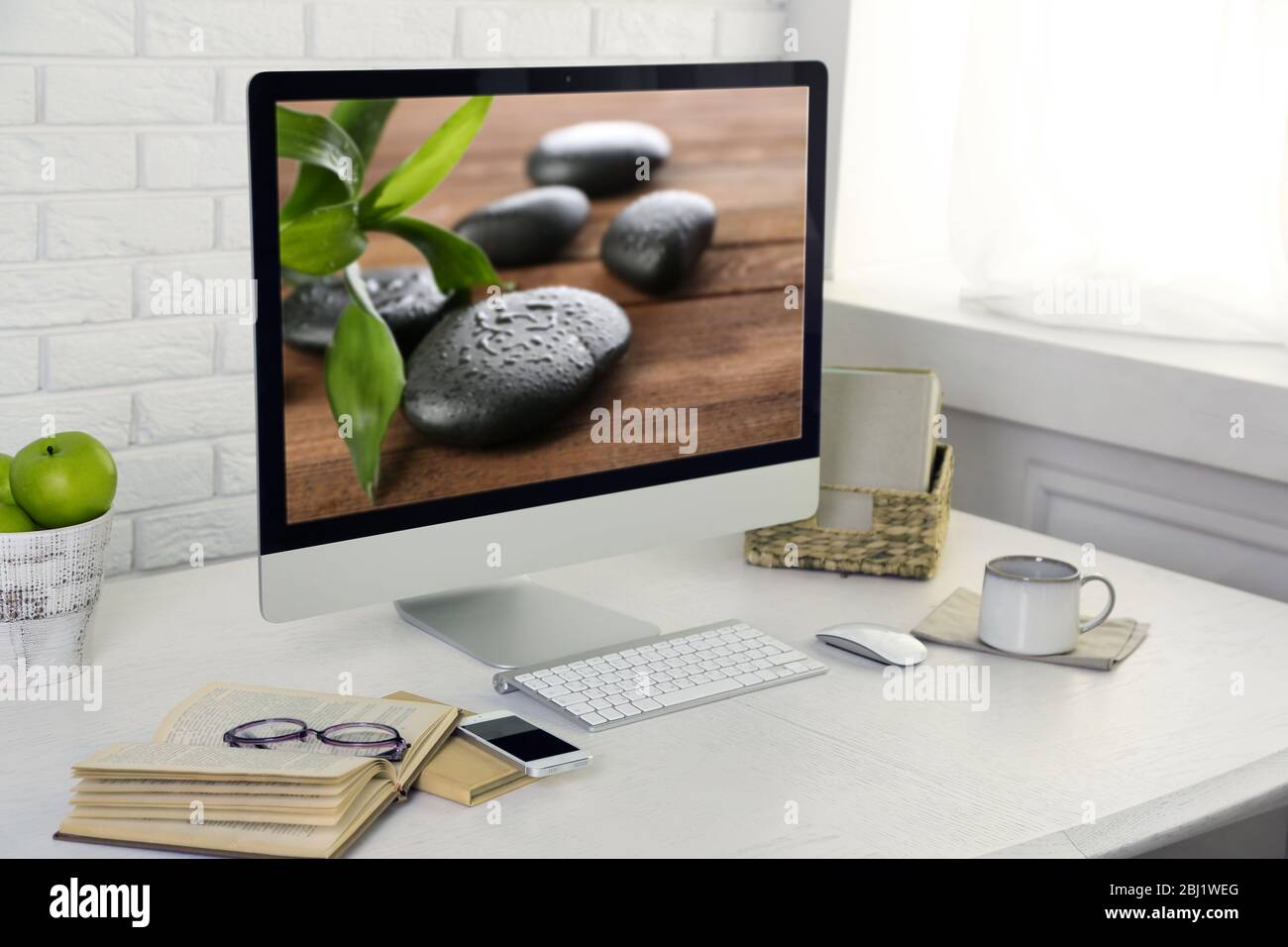 Office workplace with modern computer Stock Photo - Alamy