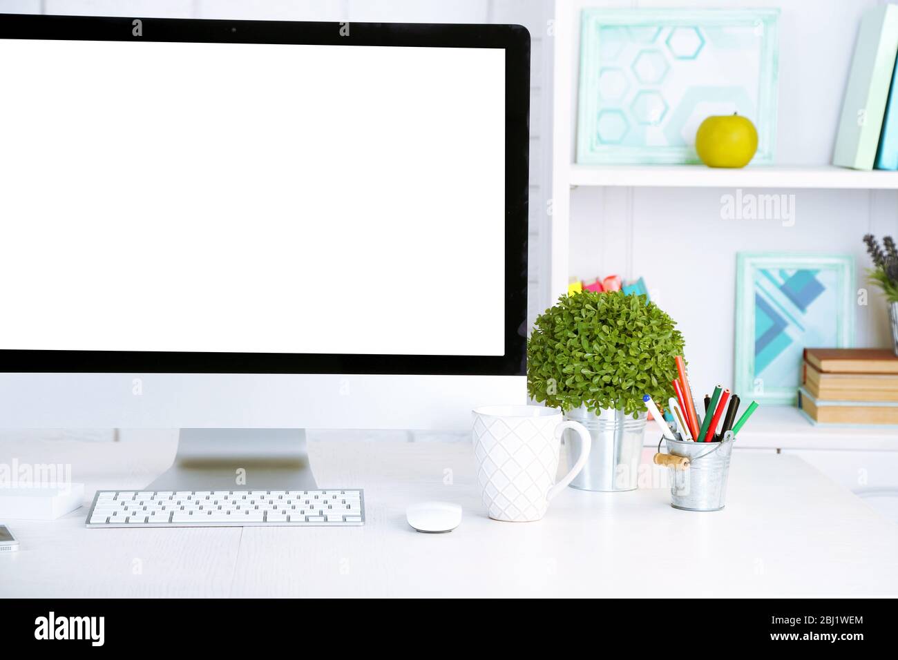 Office workplace with modern computer Stock Photo - Alamy