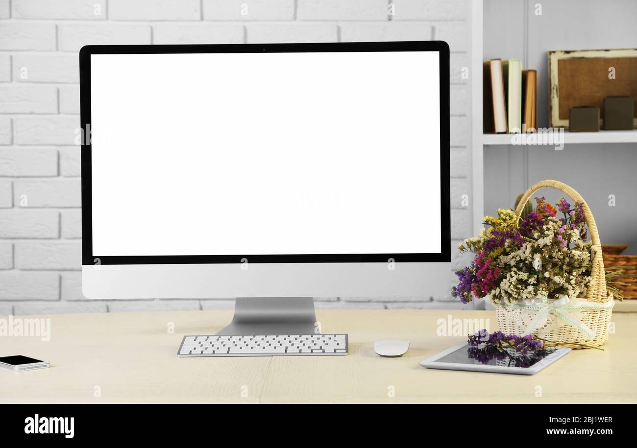 Office workplace with modern computer Stock Photo - Alamy