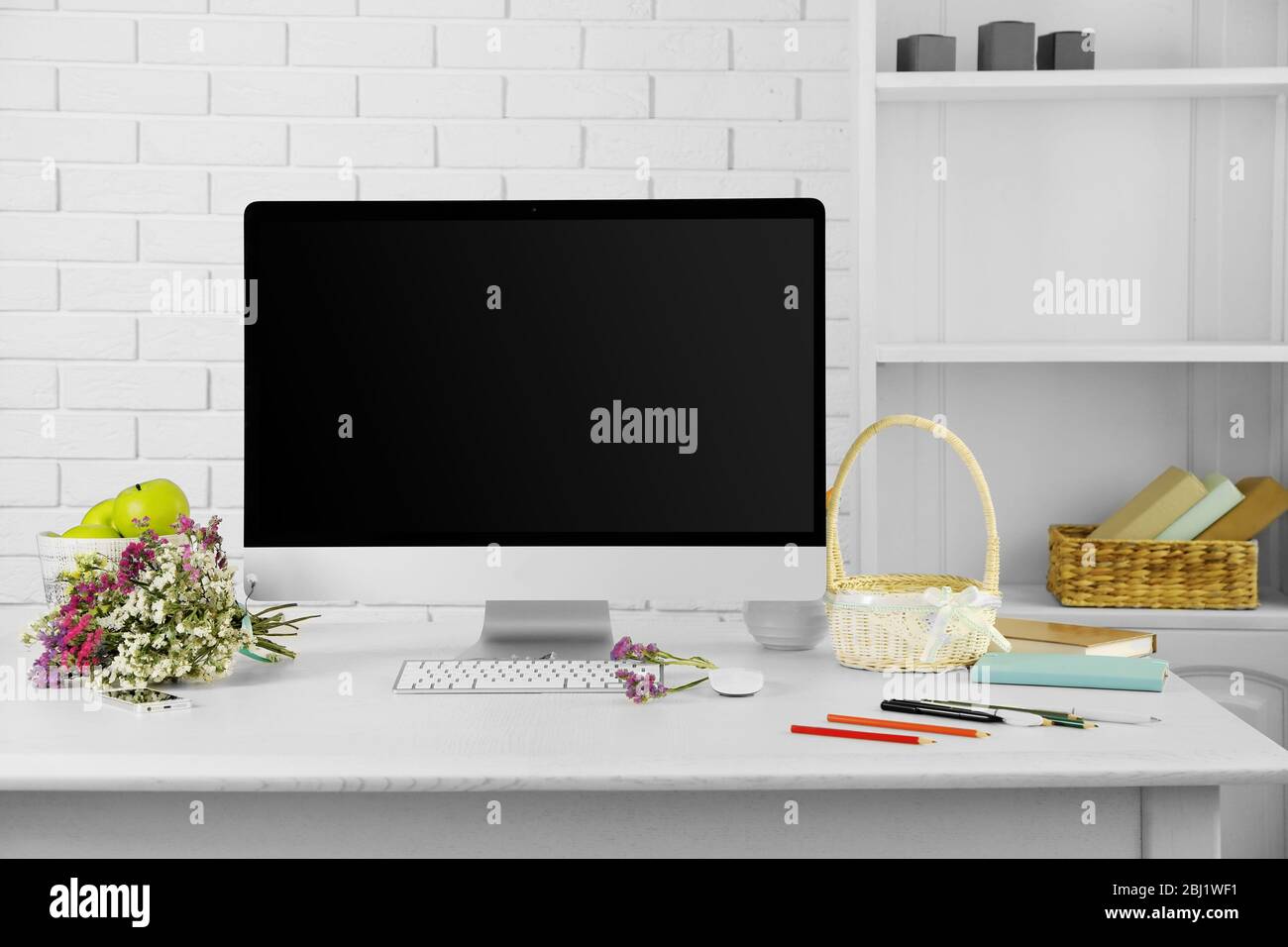 Office workplace with modern computer Stock Photo - Alamy