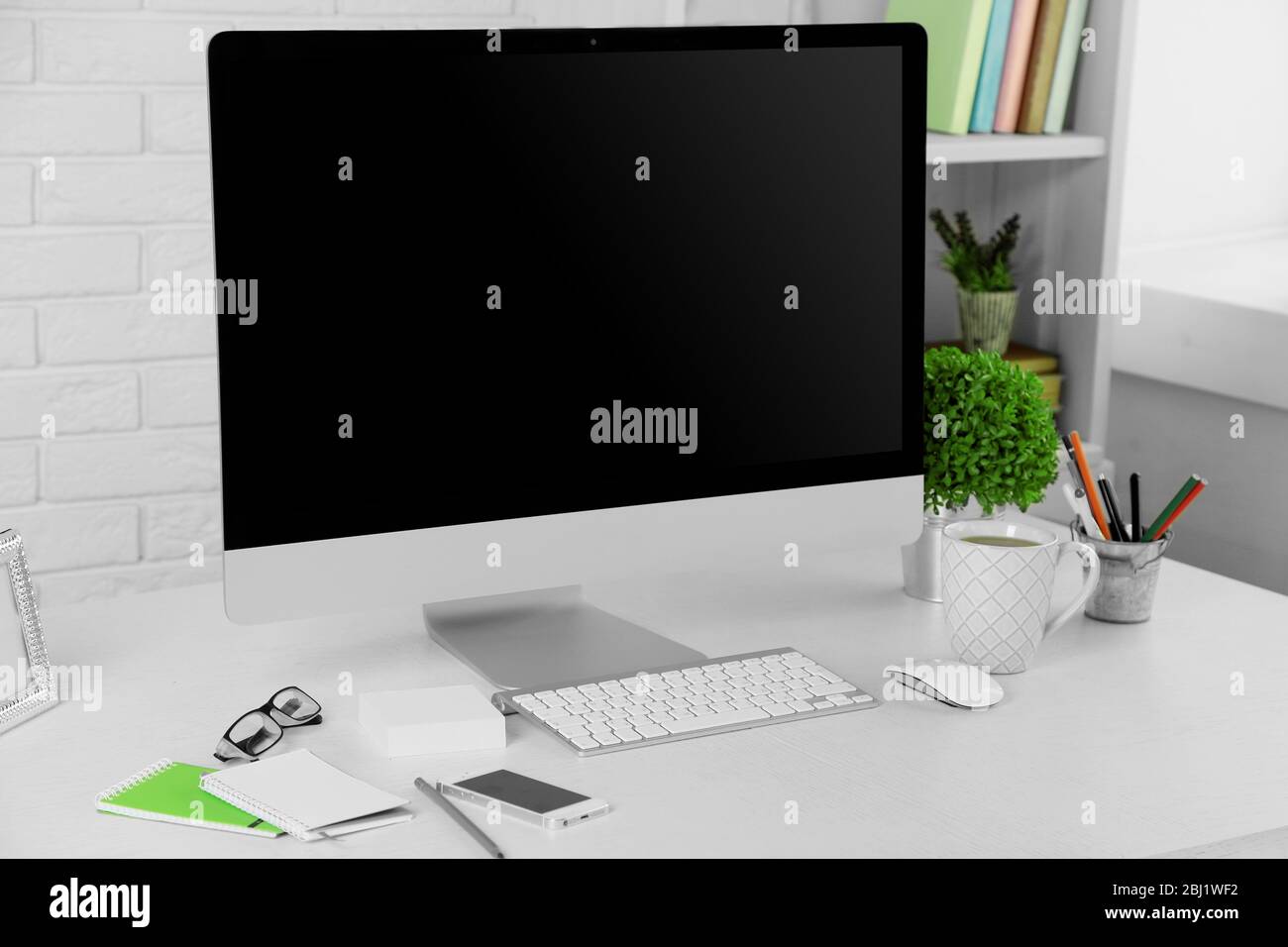 Office workplace with modern computer Stock Photo - Alamy