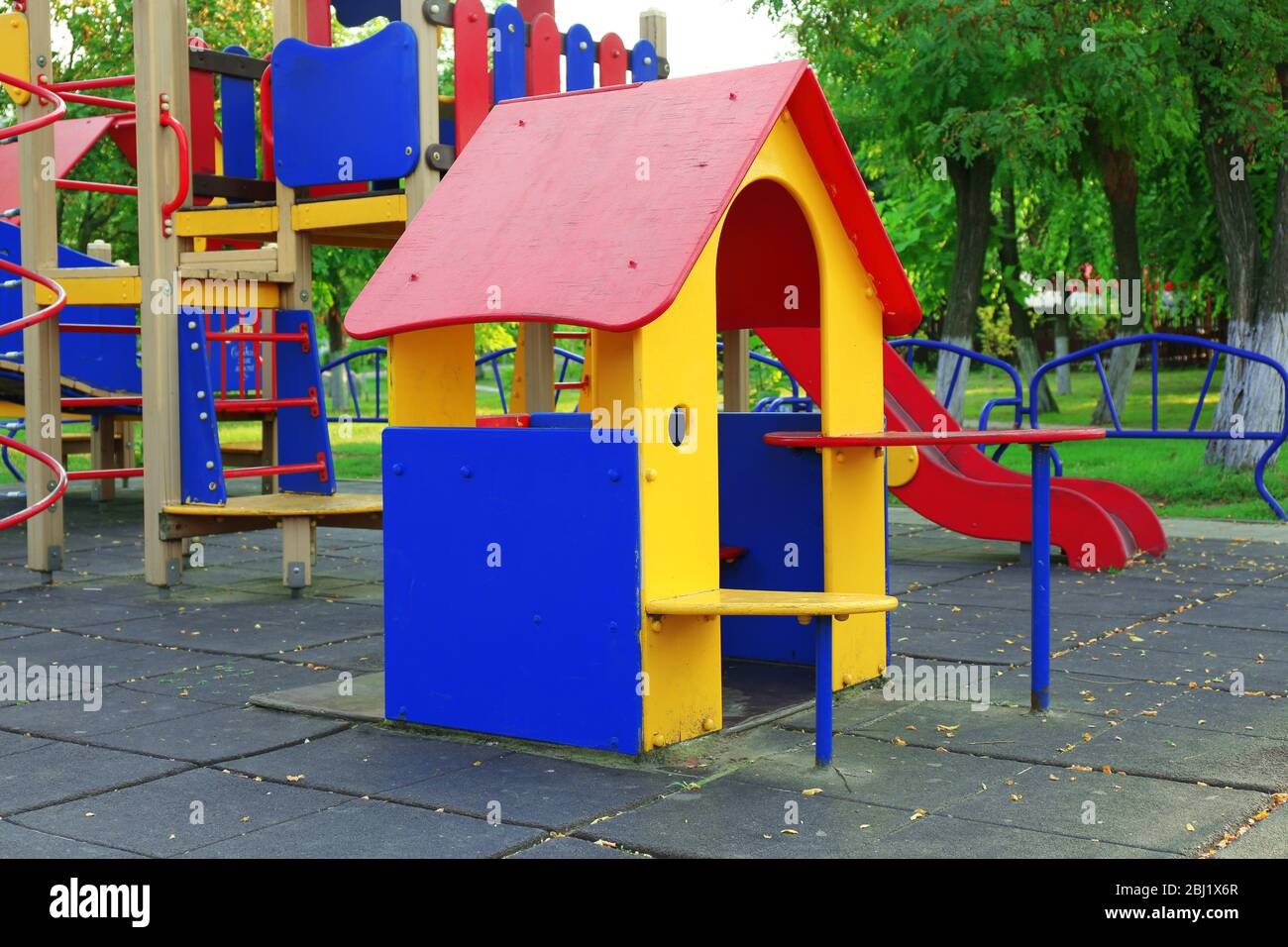 Colorful children playground in park Stock Photo - Alamy
