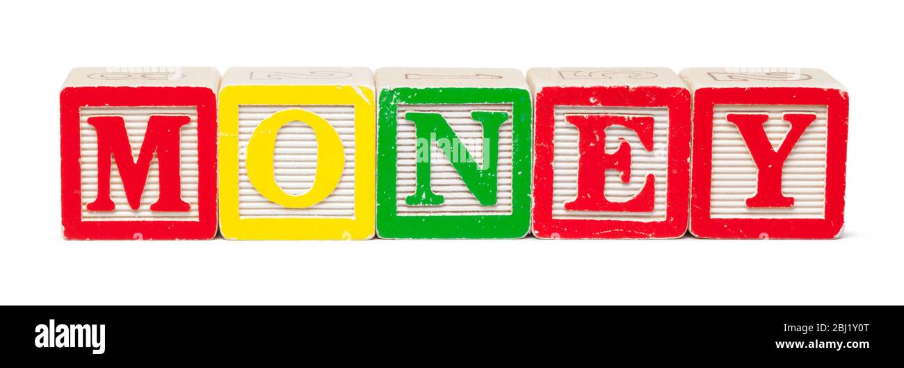 Wooden alphabet blocks isolated on white background. Close up Stock ...