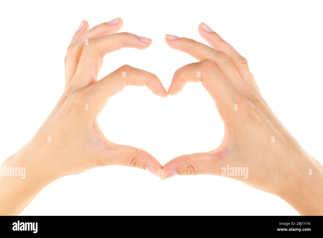 Female hands in form of heart isolated on white Stock Photo - Alamy