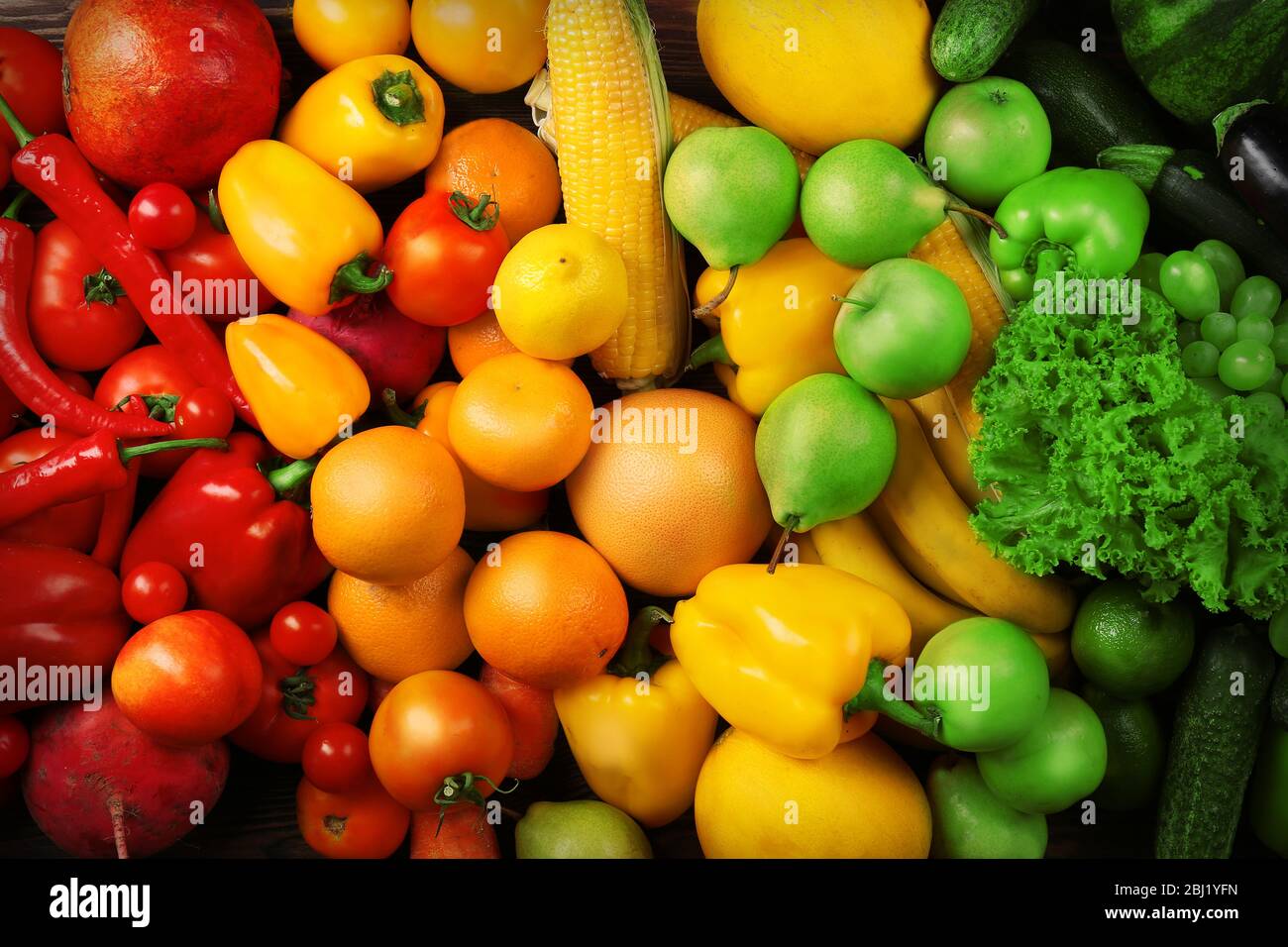 Colorful fruits and vegetables background Stock Photo - Alamy