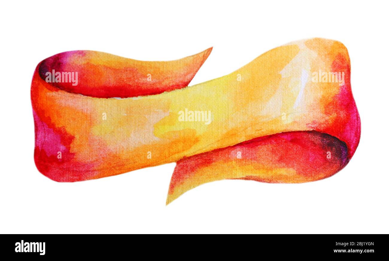 Hand painted ribbon colorful isolated on white Stock Photo - Alamy