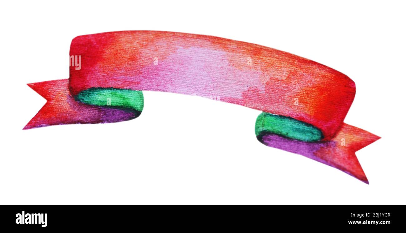 Hand painted ribbon colorful isolated on white Stock Photo - Alamy