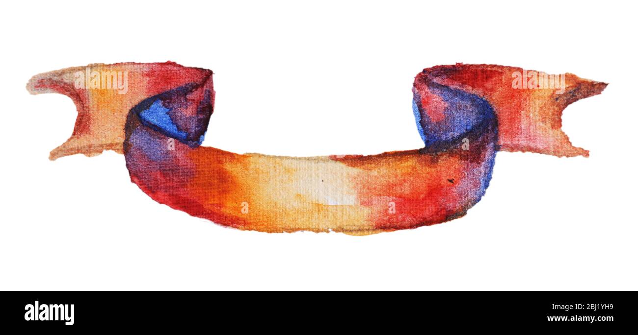 Hand painted ribbon colorful isolated on white Stock Photo - Alamy