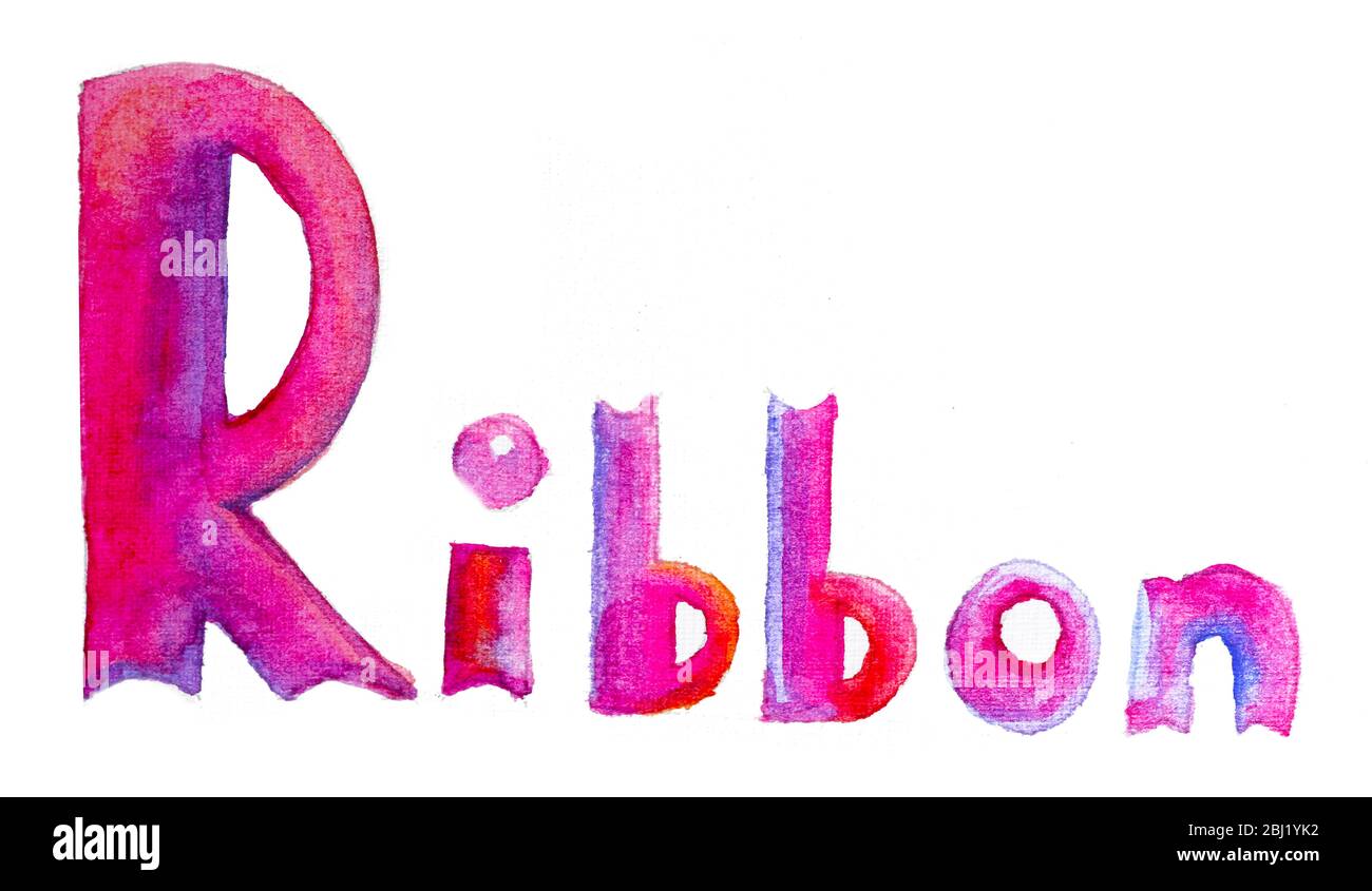 Hand painted ribbon inscription colorful isolated on white Stock Photo ...