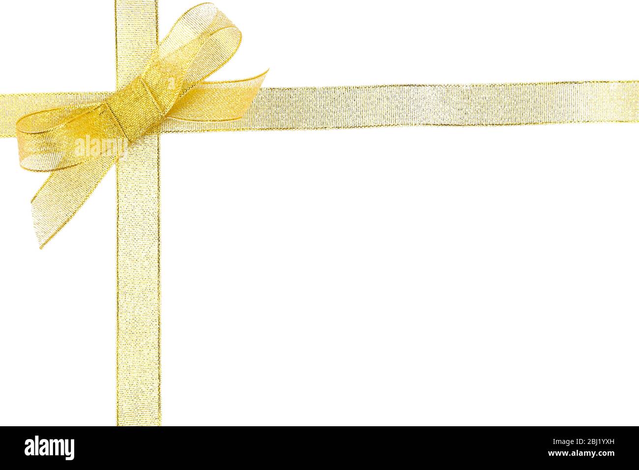 Yellow ribbon bow isolated on white Stock Photo - Alamy
