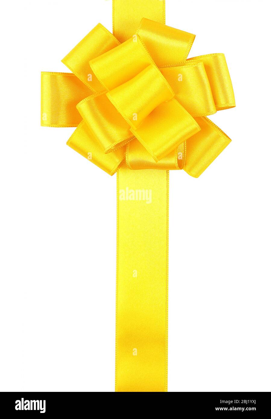 Yellow ribbon bow isolated on white Stock Photo - Alamy