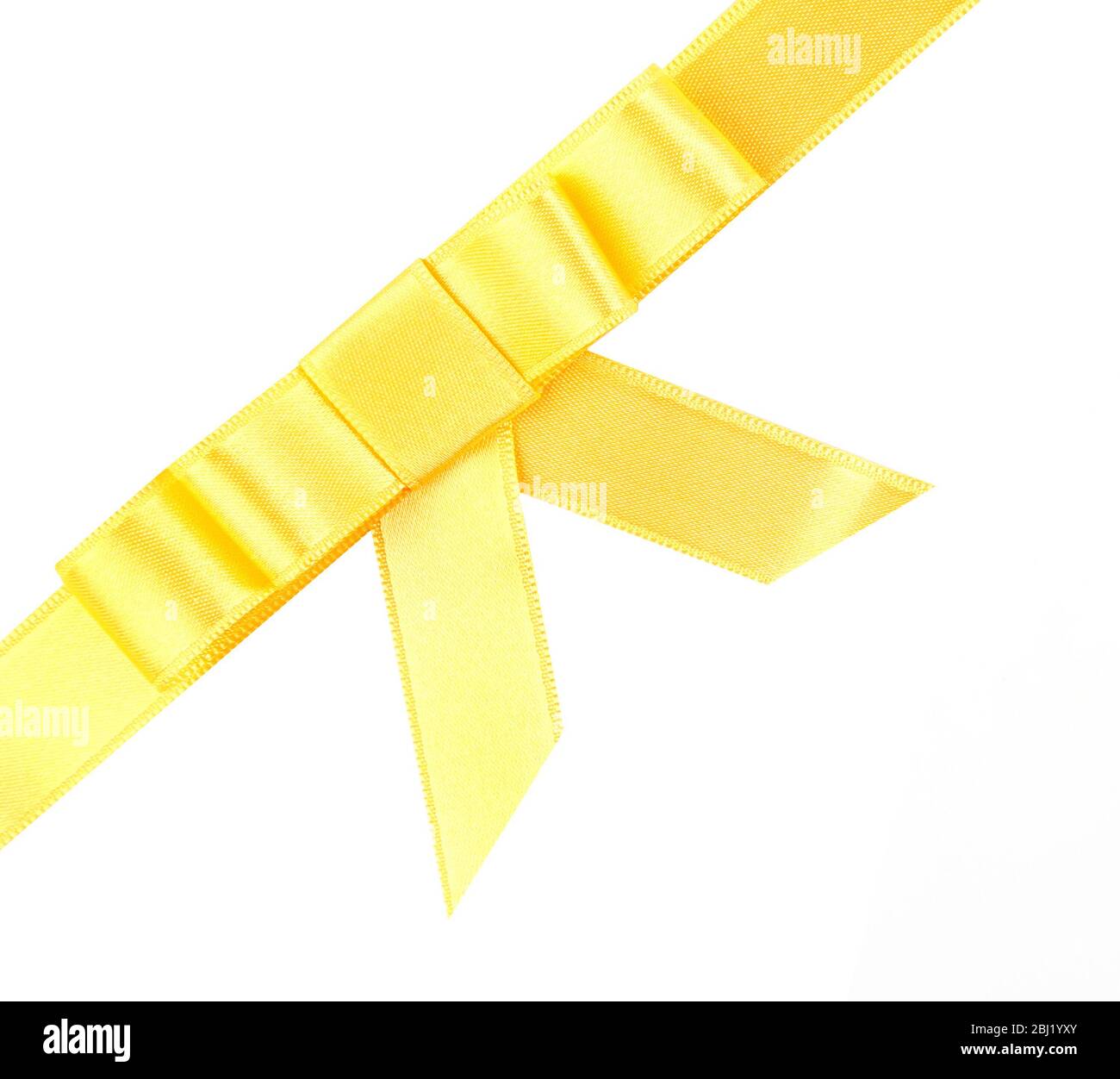 Yellow ribbon bow isolated on white Stock Photo - Alamy