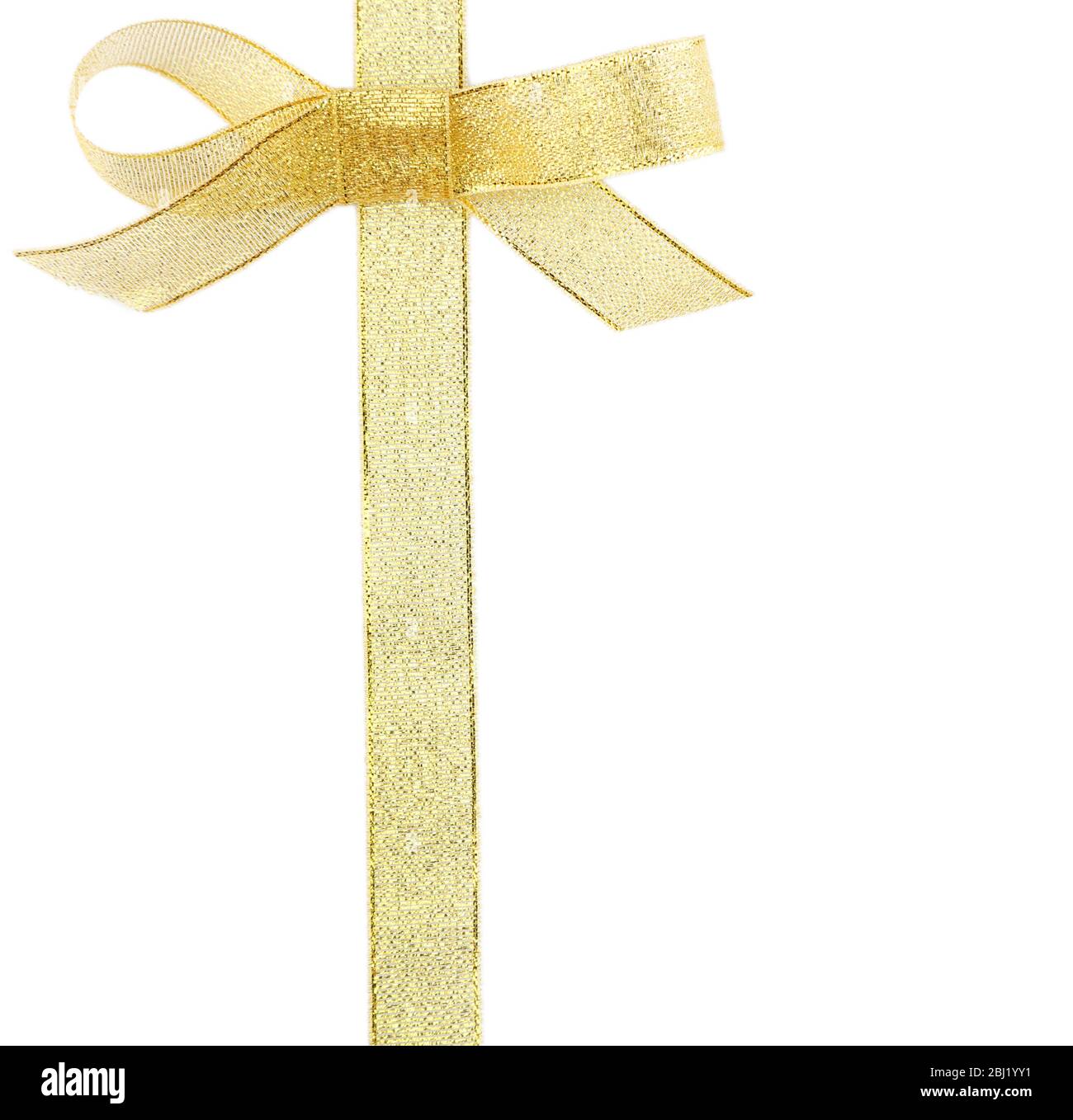 Yellow ribbon bow isolated on white Stock Photo - Alamy