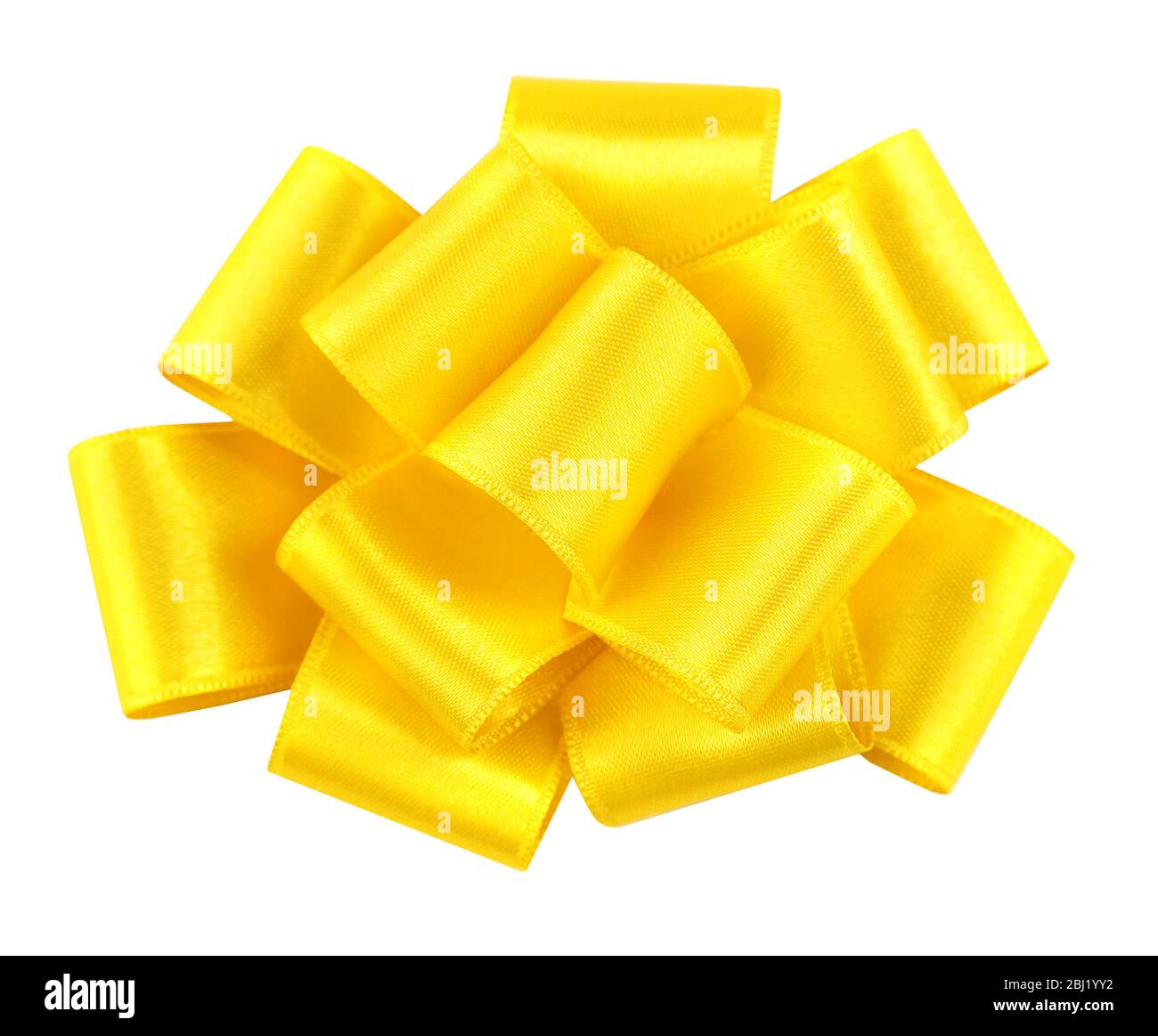 Yellow ribbon bow isolated on white Stock Photo - Alamy
