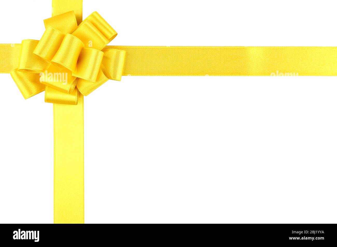 Yellow ribbon bow isolated on white Stock Photo - Alamy