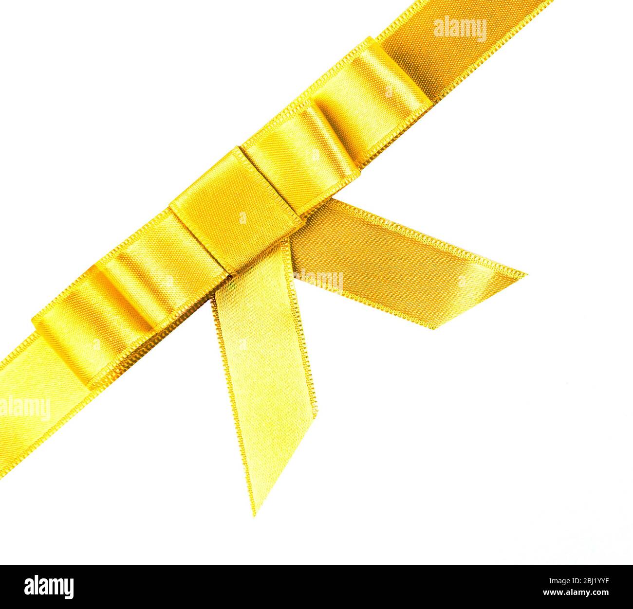 Yellow ribbon bow isolated on white Stock Photo - Alamy