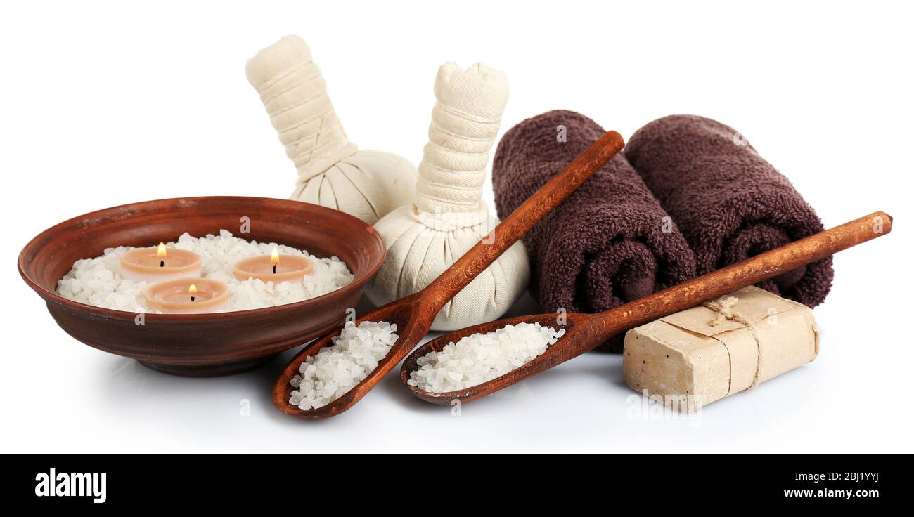 Beautiful composition spa products Cut Out Stock Images & Pictures - Alamy