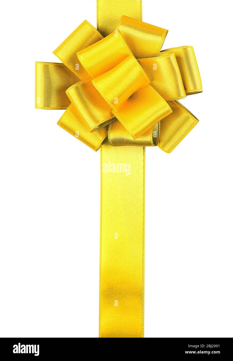 Yellow ribbon bow isolated on white Stock Photo - Alamy