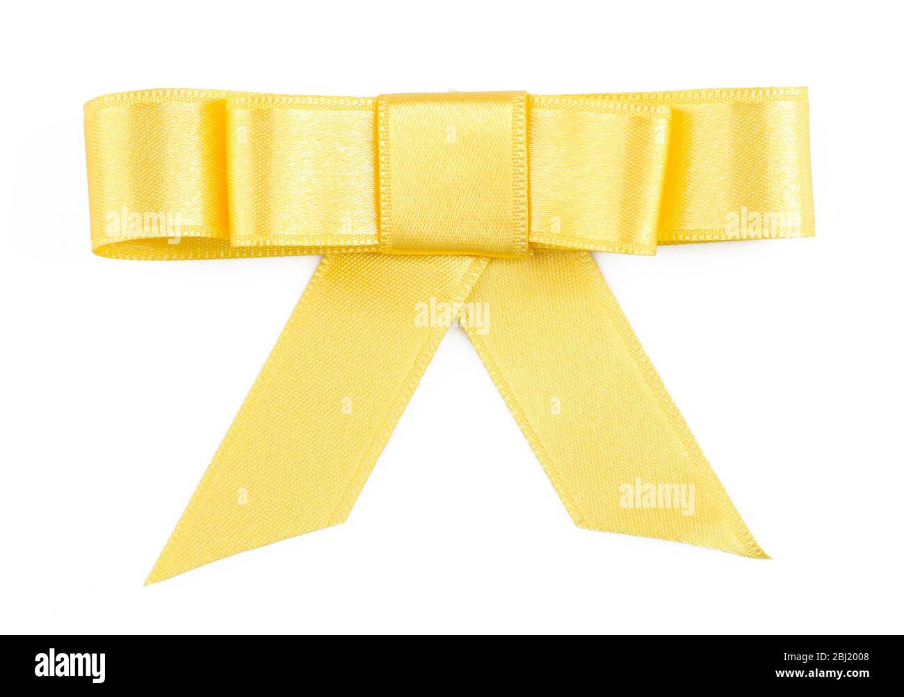 Yellow ribbon bow isolated on white Stock Photo - Alamy