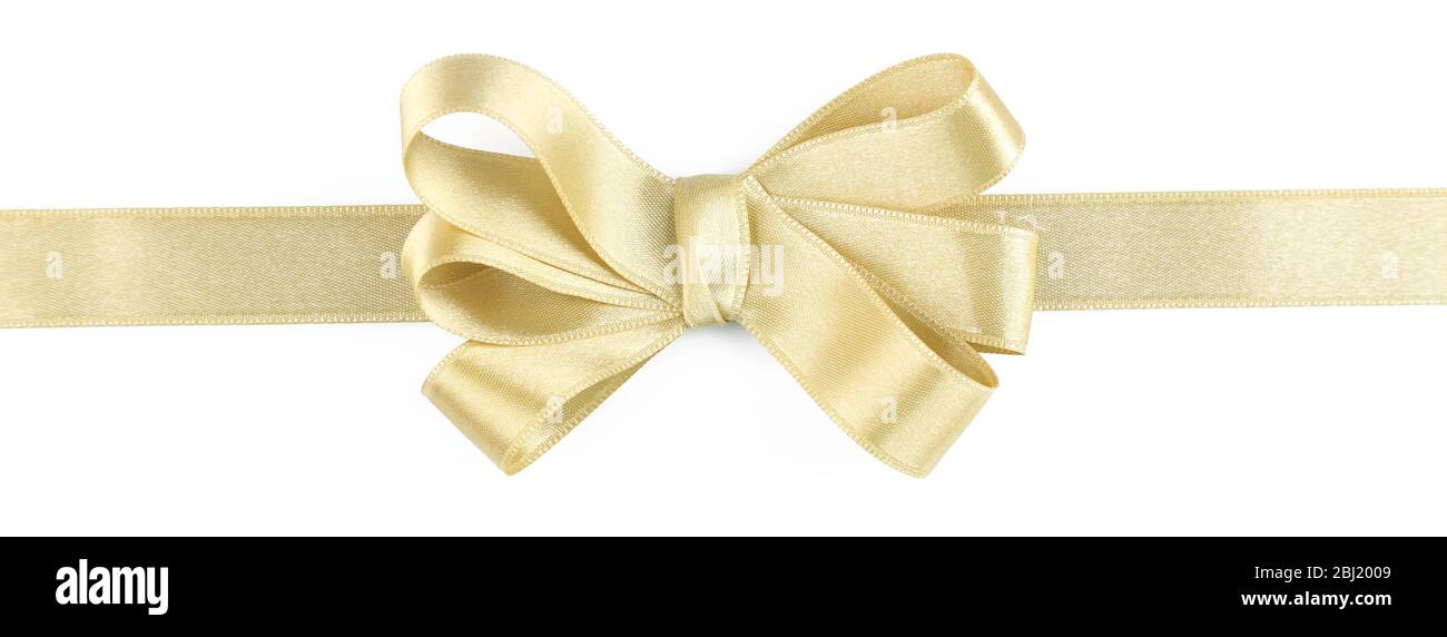 Yellow ribbon bow isolated on white Stock Photo - Alamy