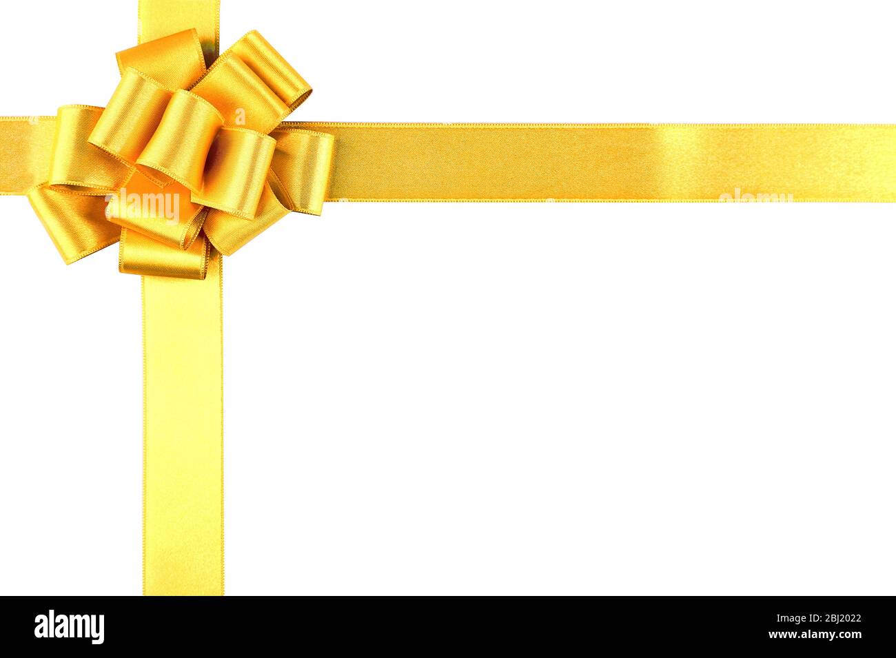 Yellow ribbon bow isolated on white Stock Photo - Alamy