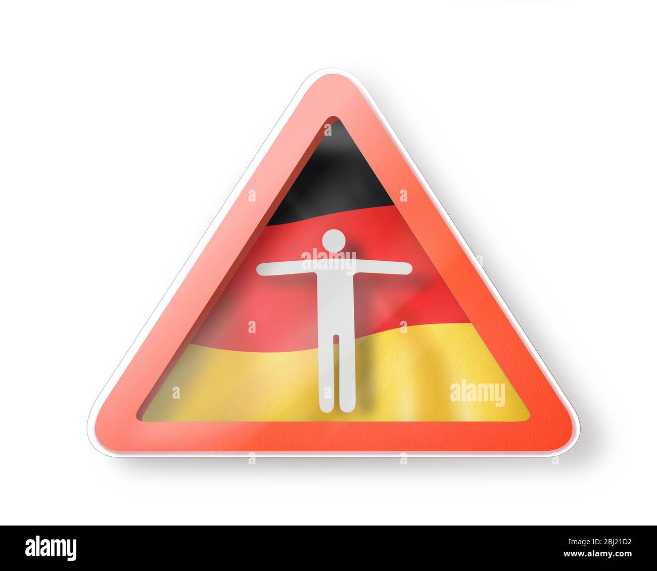 Warning sign with white man's figure on the German flag Stock Photo - Alamy