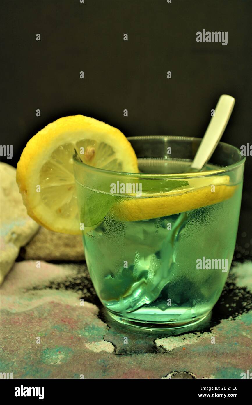 cuban mojito drink with white rum lemon mint brown sugar Stock Photo ...