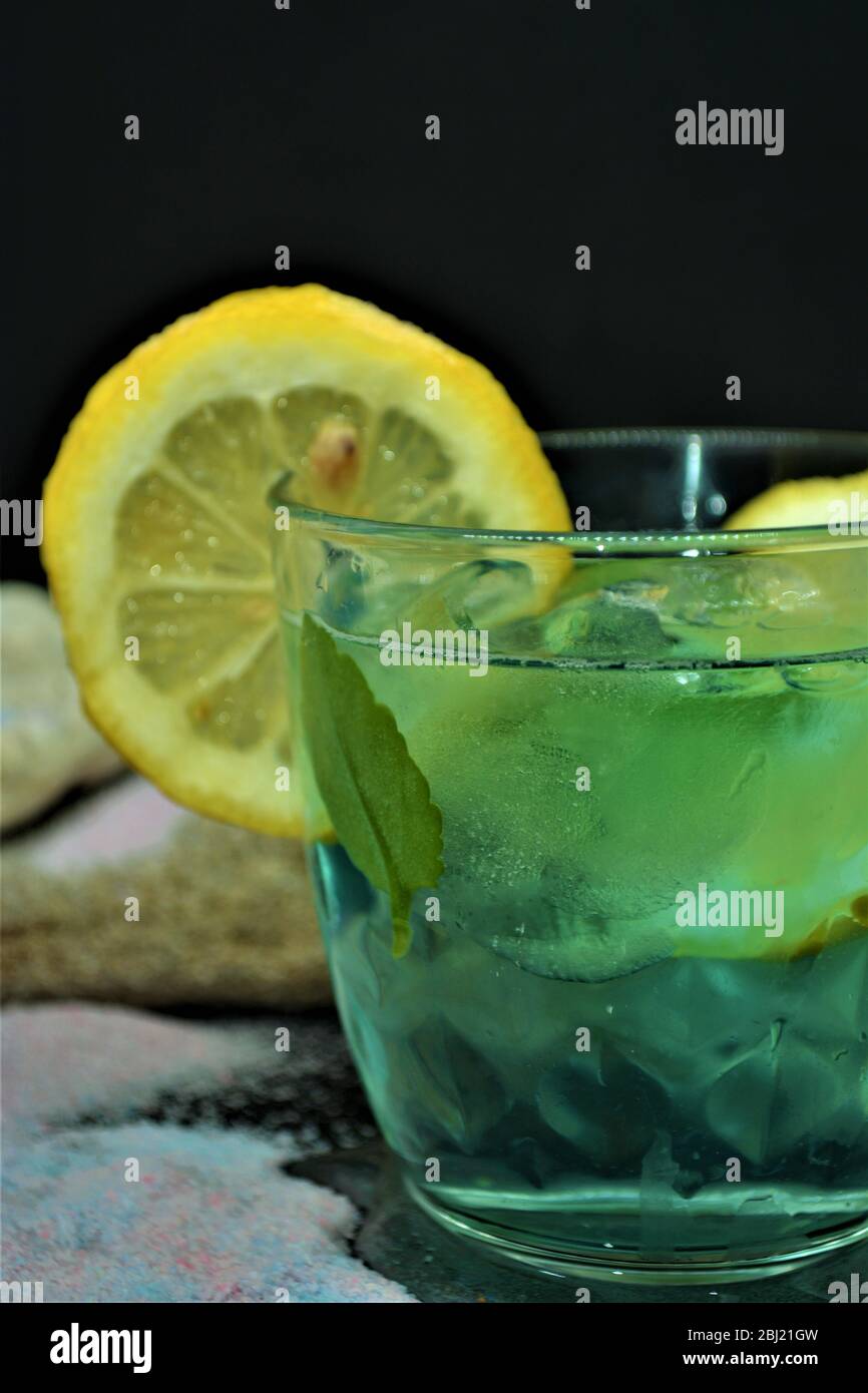 cuban mojito drink with white rum lemon mint brown sugar Stock Photo ...