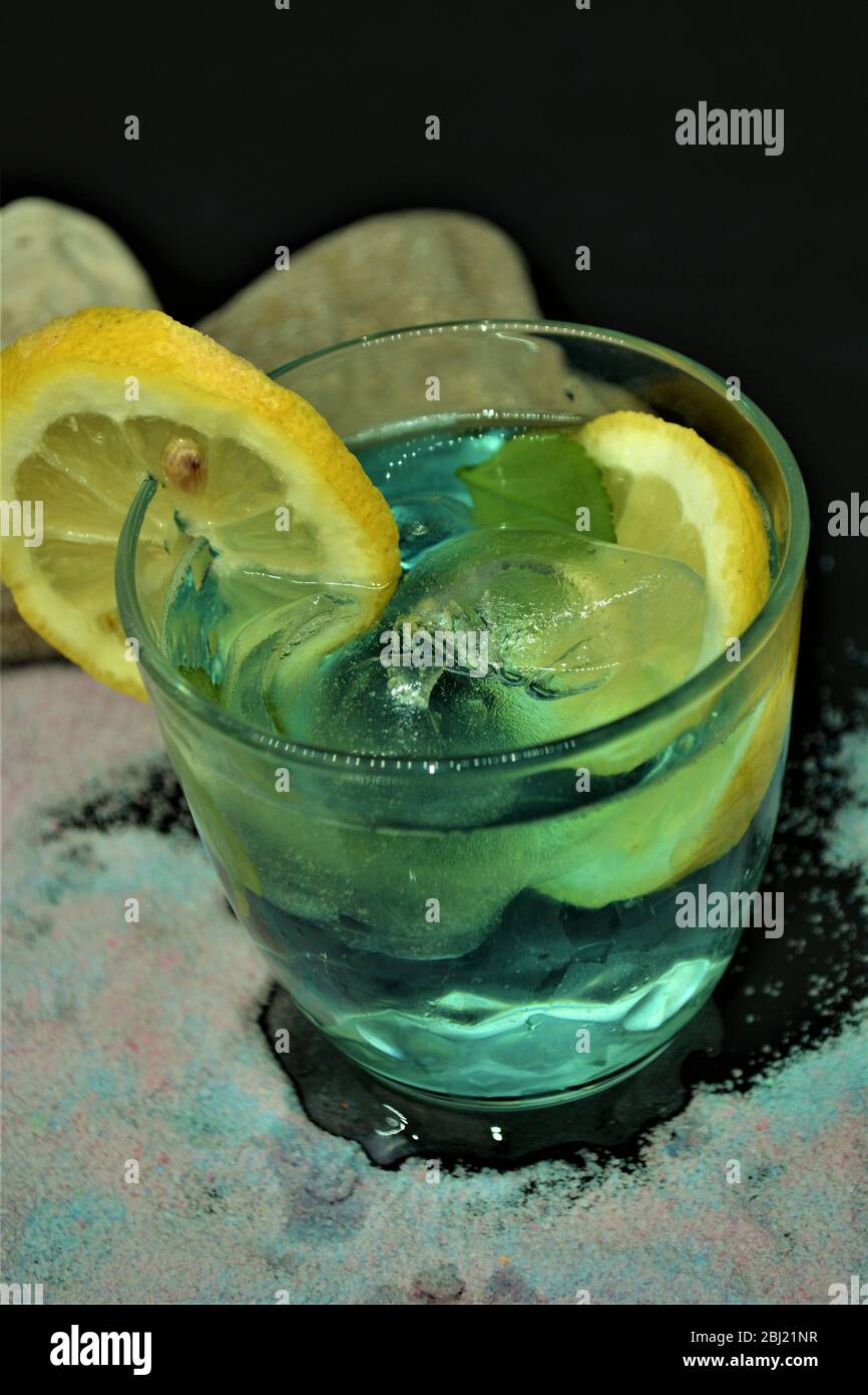 cuban mojito drink with white rum lemon mint brown sugar Stock Photo ...