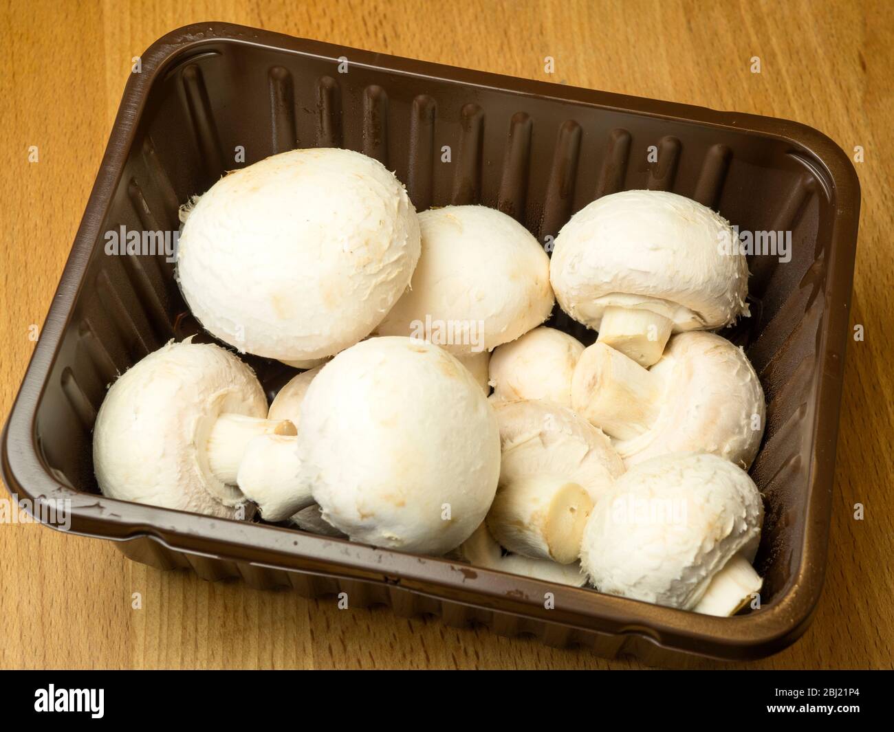 Punnet of closed cup white mushrooms hi-res stock photography and ...