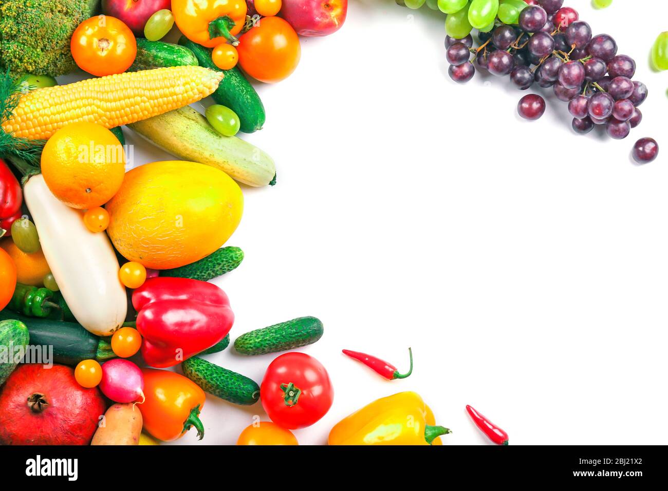 Heap of fruits and vegetables isolated on white Stock Photo - Alamy