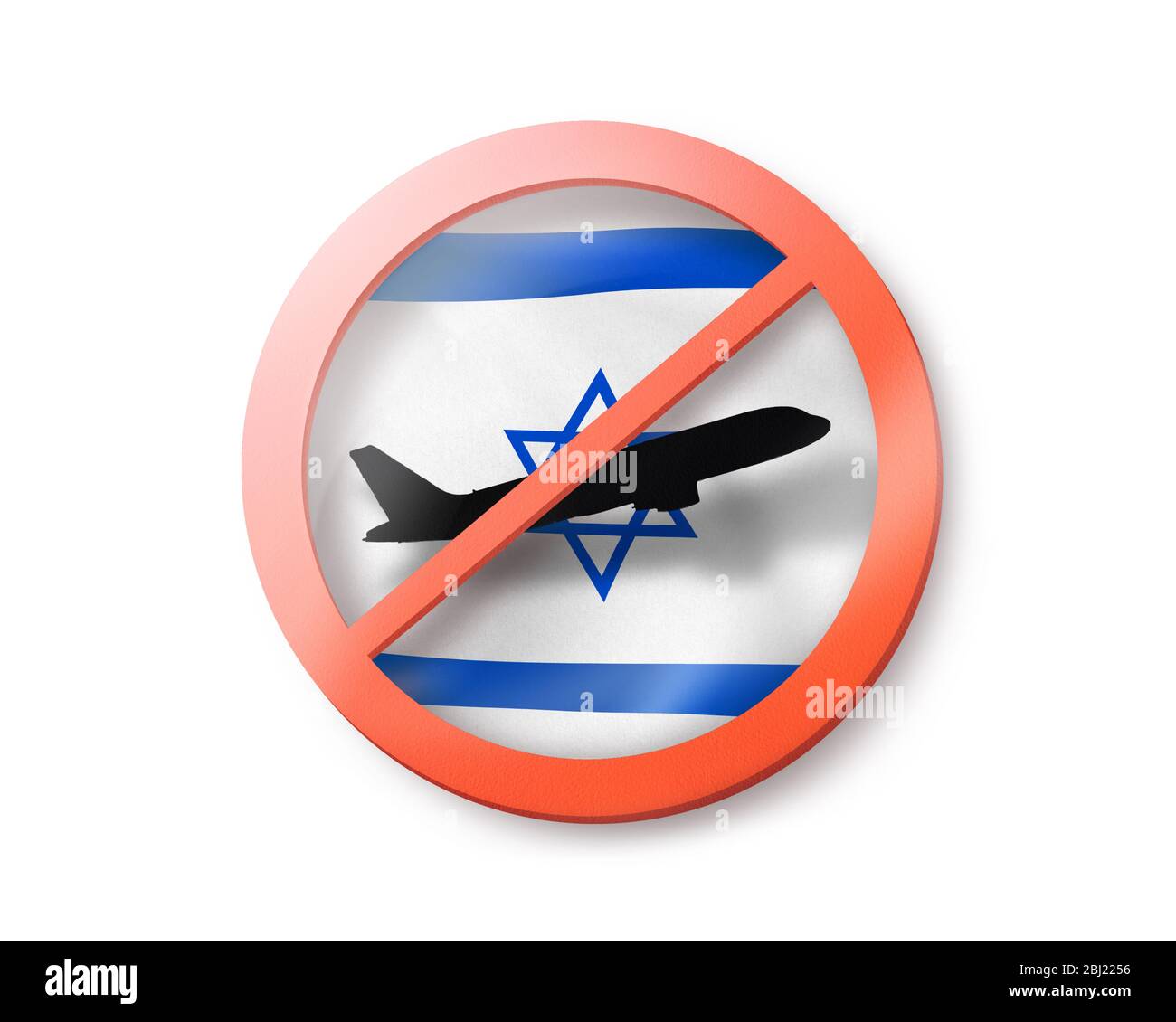 Prohibition sign with crossed out plane on the Israeli flag Stock Photo ...