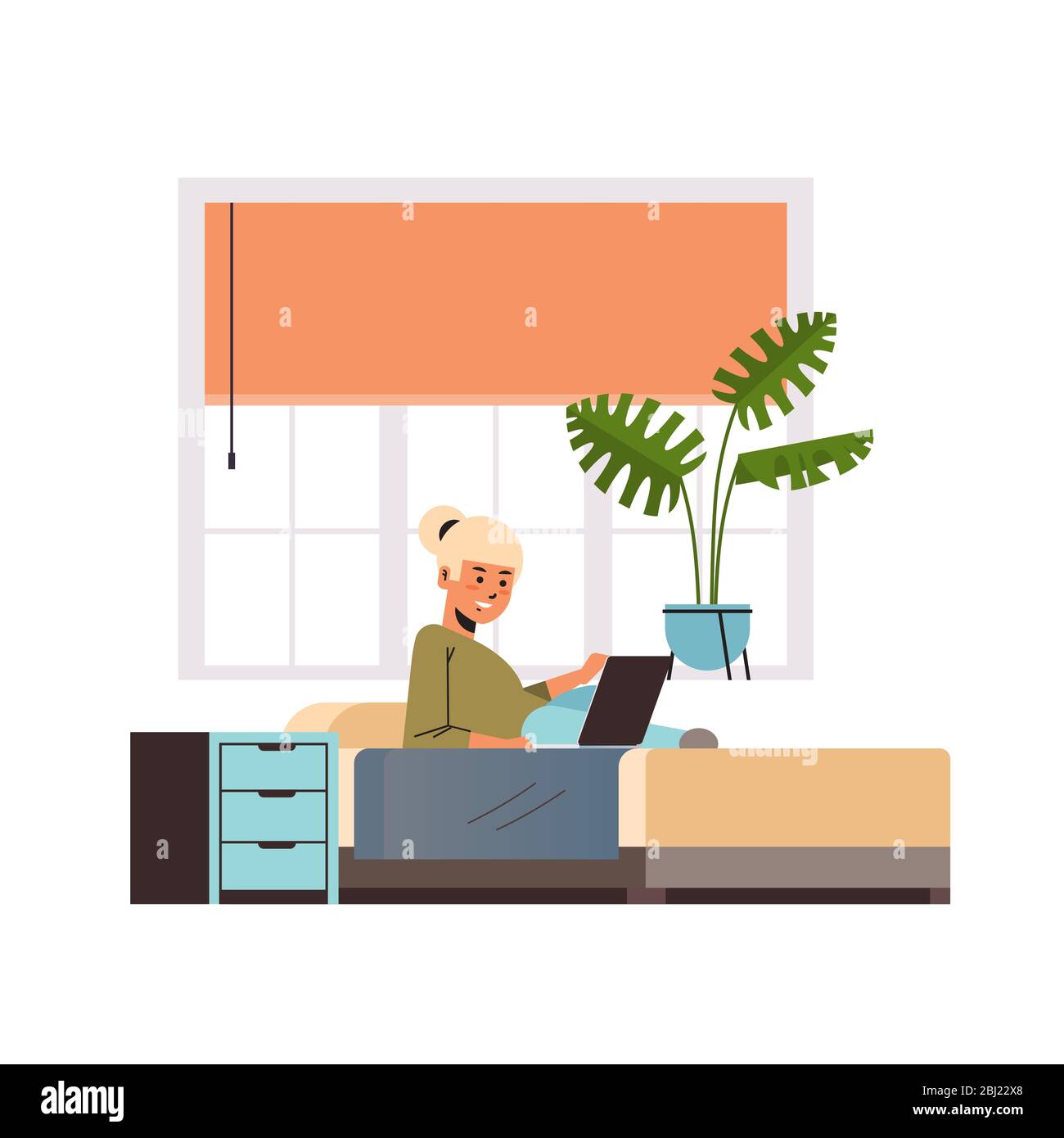 woman freelancer using laptop working at home during coronavirus ...