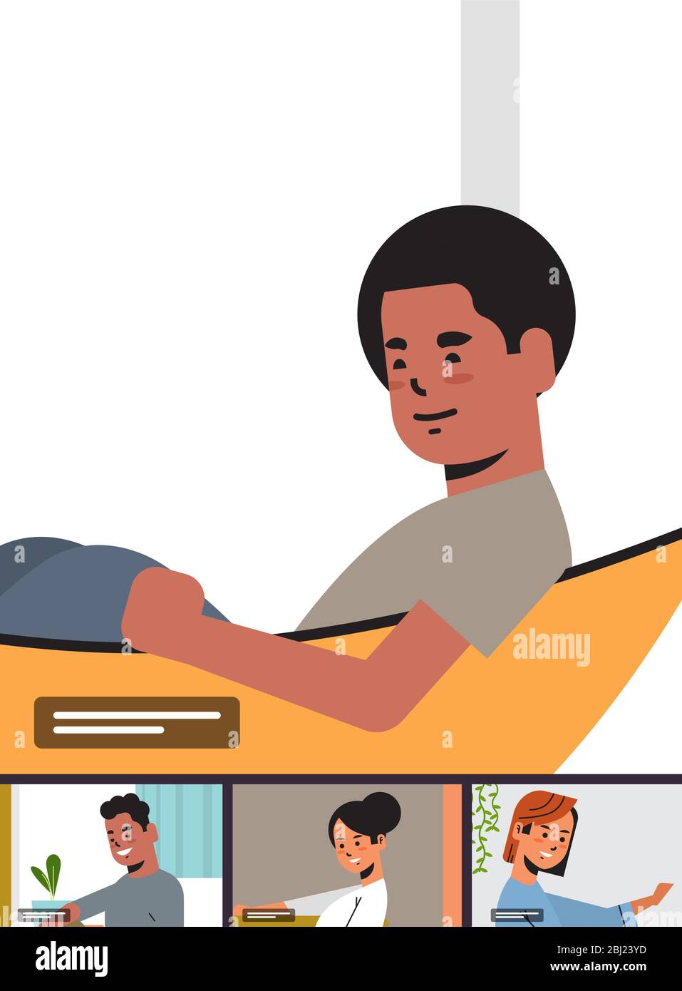 Portrait man woman having meeting Stock Vector Images - Alamy