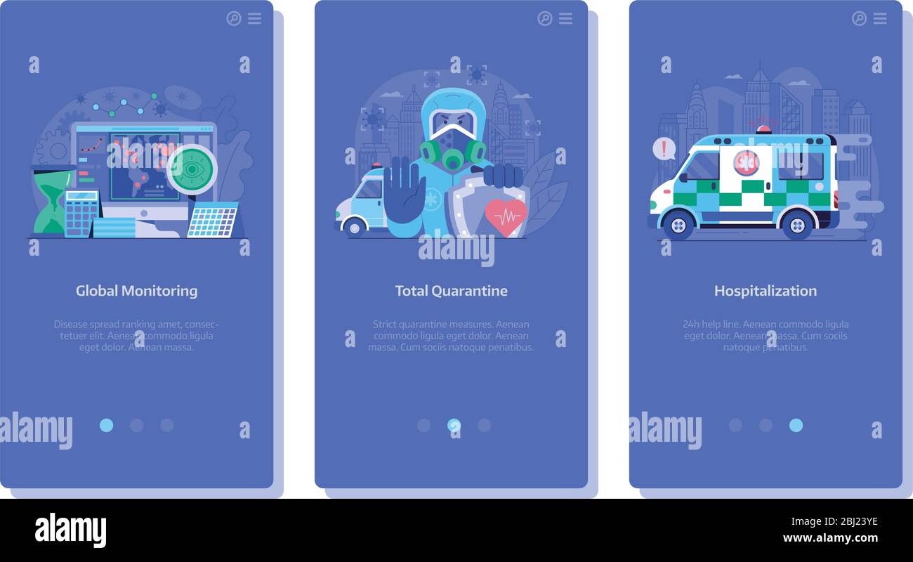 World Virus Pandemic UI Screens for Medical App Stock Vector Image ...