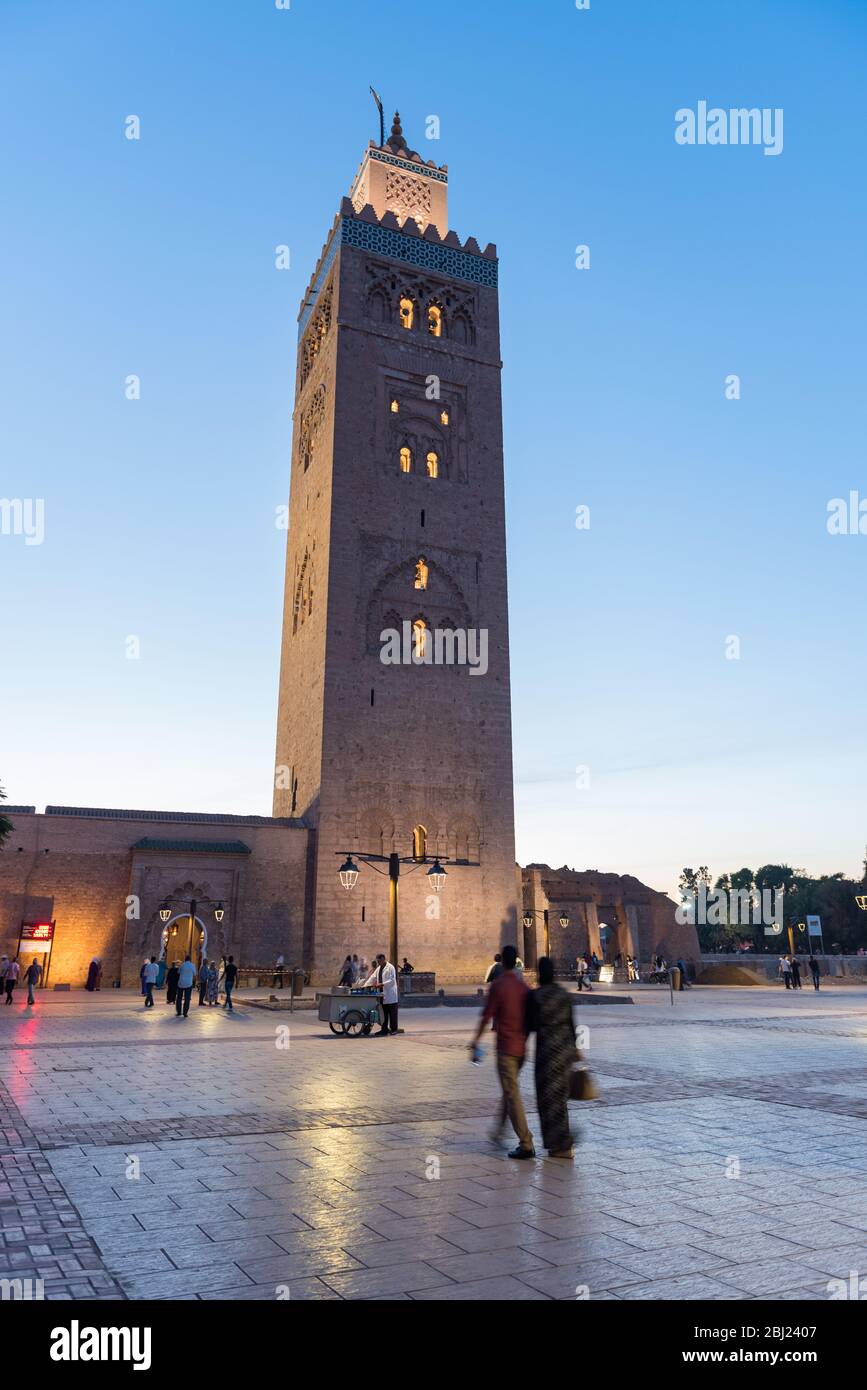 Koutubia mosque in Marakech. One of most popular landmarks of Morocco ...