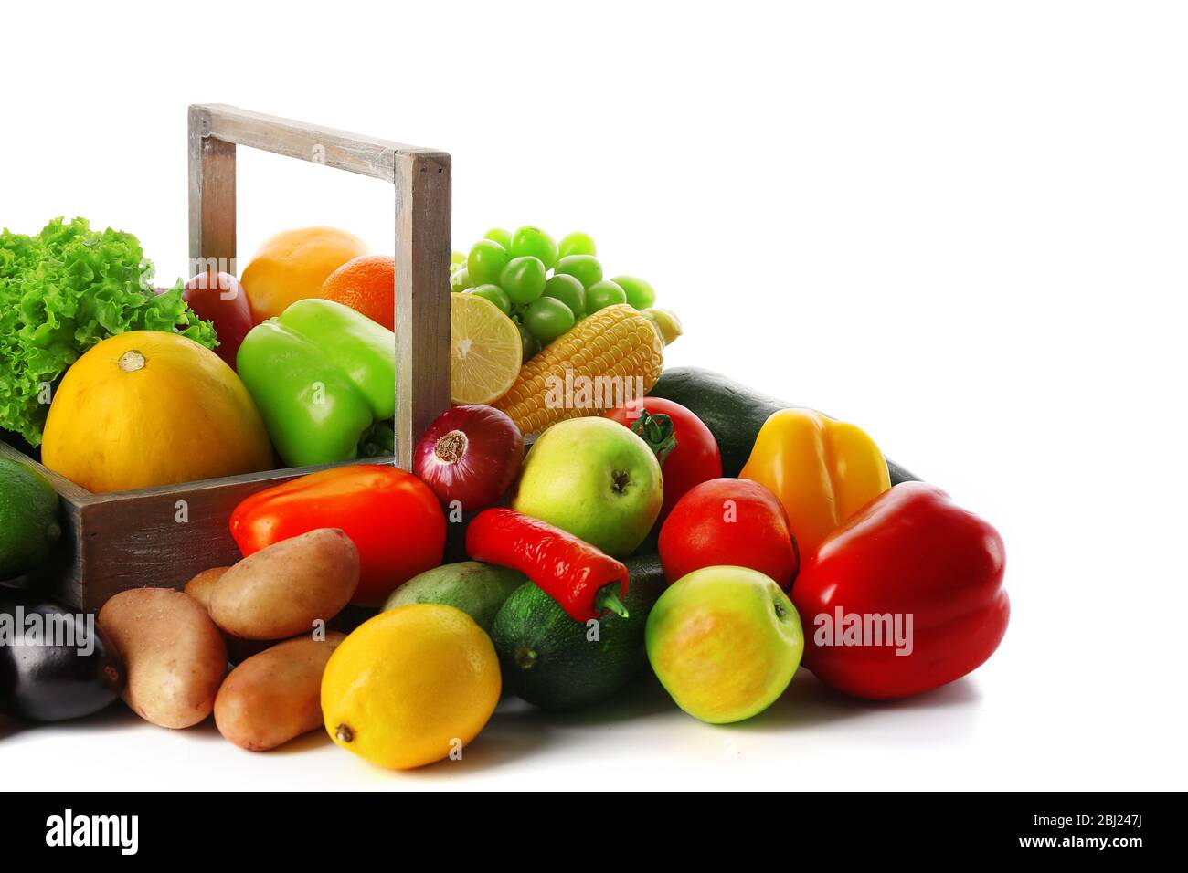 Fresh vegetables and fruits isolated on white Stock Photo - Alamy