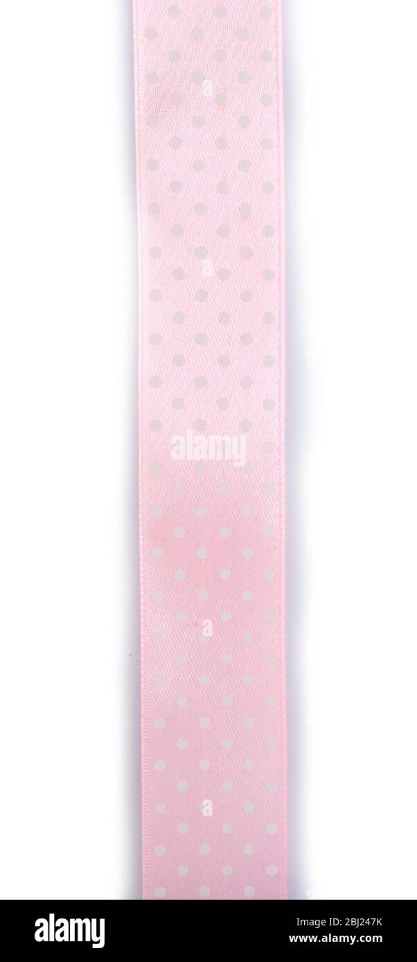 Pink satin ribbon isolated on white Stock Photo - Alamy
