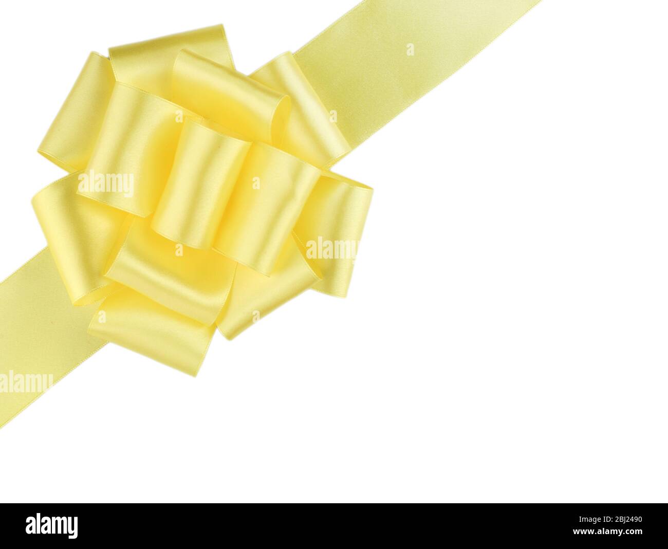 Yellow ribbon bow isolated on white Stock Photo - Alamy